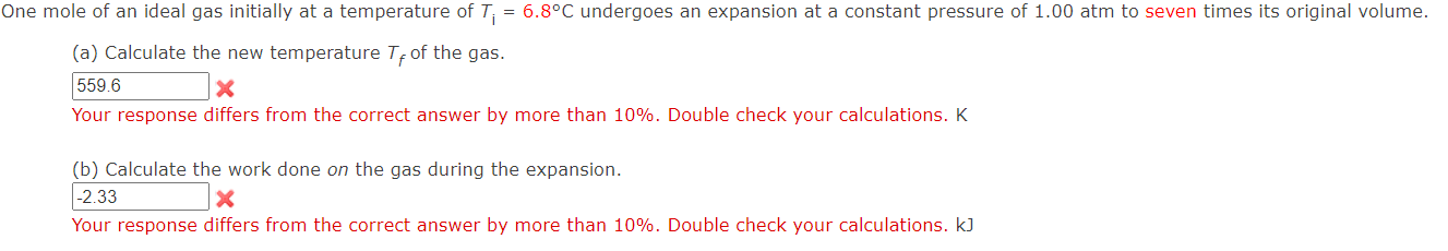 One mole of an ideal gas initially at a temperature | Chegg.com