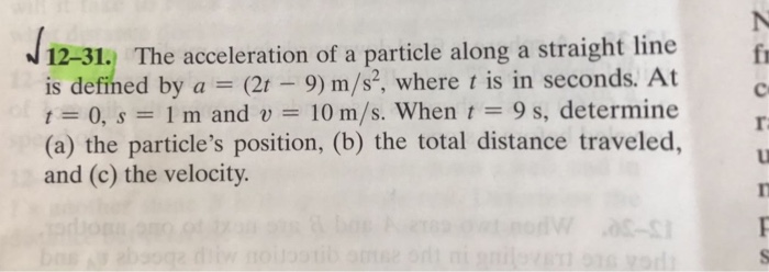 Solved The acceleration of a particle along a straight line | Chegg.com