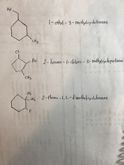 Solved Hf ethyl 3-methyl cyclo hexone CH3 Cl Br 2- | Chegg.com