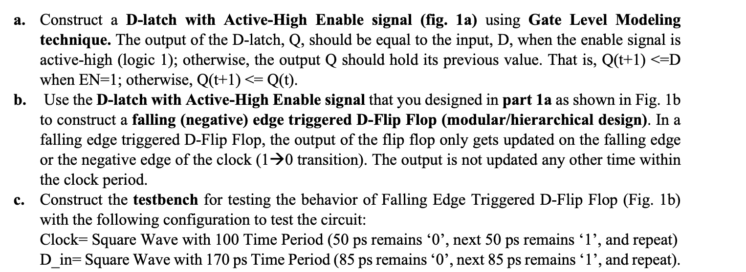 a. b. Construct a D-latch with Active-High Enable | Chegg.com