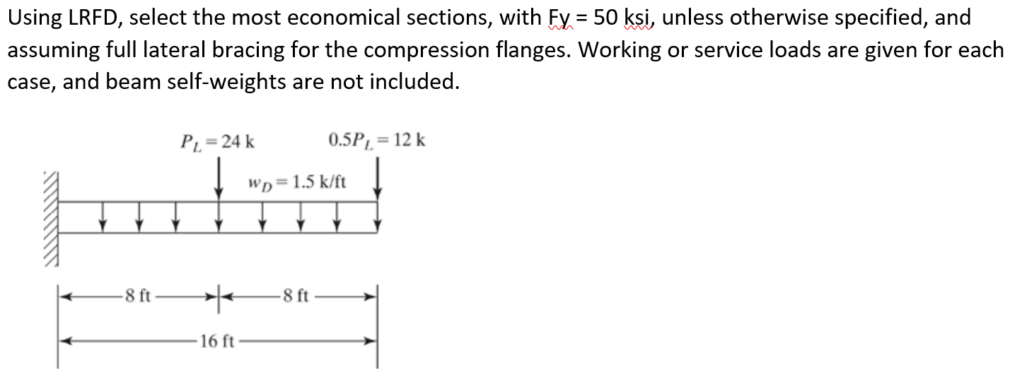 Solved Using LRFD, select the most economical sections, with | Chegg.com