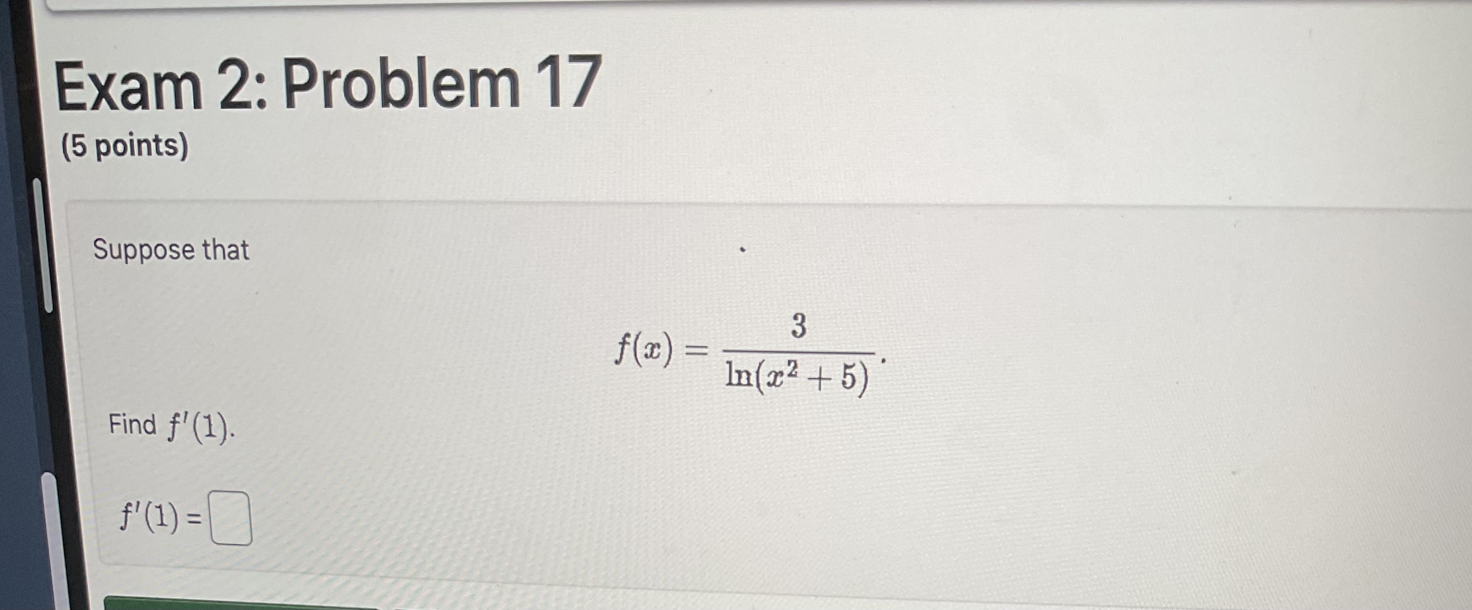 Solved Exam 2: Problem 17 (5 points) Suppose that | Chegg.com