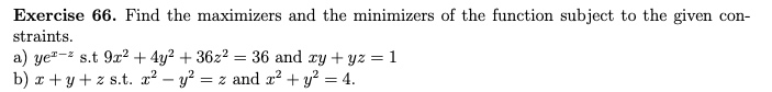 Solved Exercise 66. Find the maximizers and the minimizers | Chegg.com