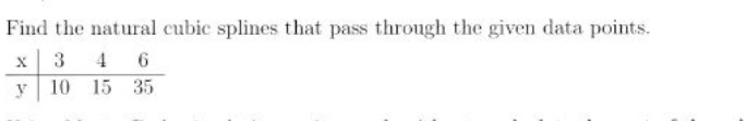 Solved Find the natural cubic splines that pass through the | Chegg.com