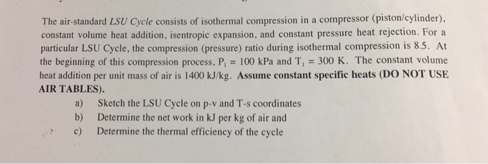 Solved The air-standard LSU Cycle consists of isothermal | Chegg.com