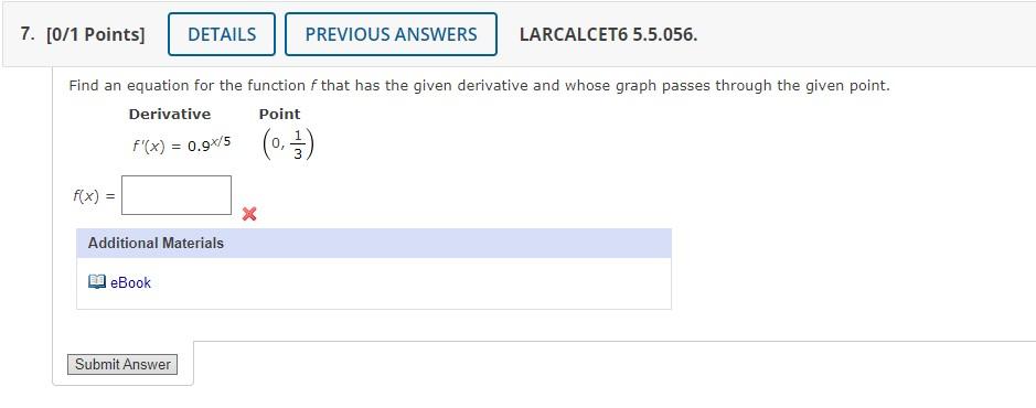 Solved 7. [0/1 Points) DETAILS PREVIOUS ANSWERS LARCALCET6 | Chegg.com