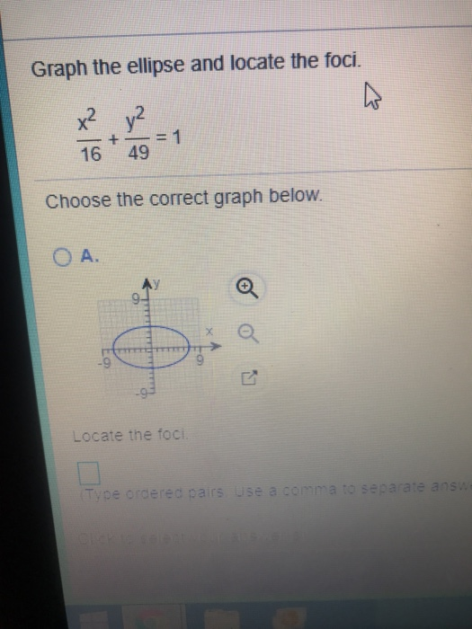 Solved Graph the ellipse and locate the foci. 16 49 Choose | Chegg.com