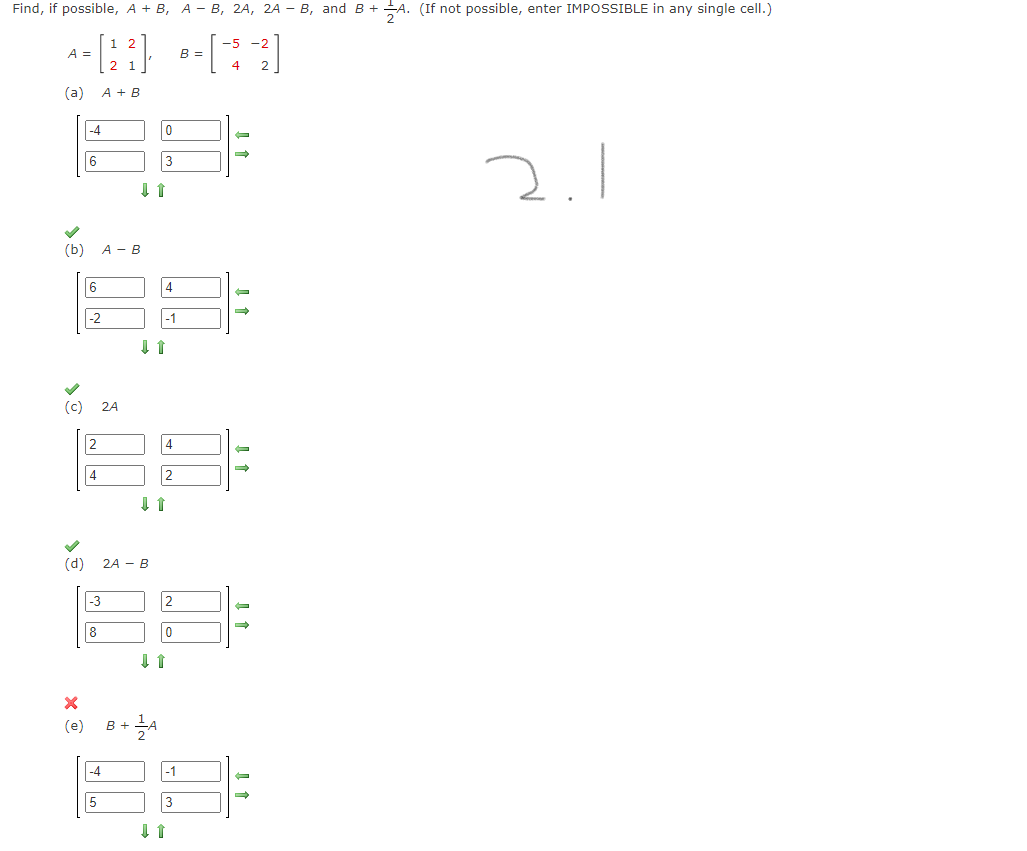 Solved possible, A+B,A−B,2A,2A−B, and B+21A. | Chegg.com