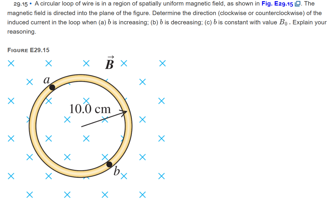 Solved 29.15 A circular loop of wire is in a region of | Chegg.com