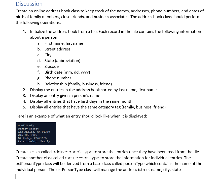 Solved Address Book Project (use C++ on replit) | Chegg.com