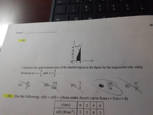 Solved Name o 1 2 Calculate the approximate area of the | Chegg.com