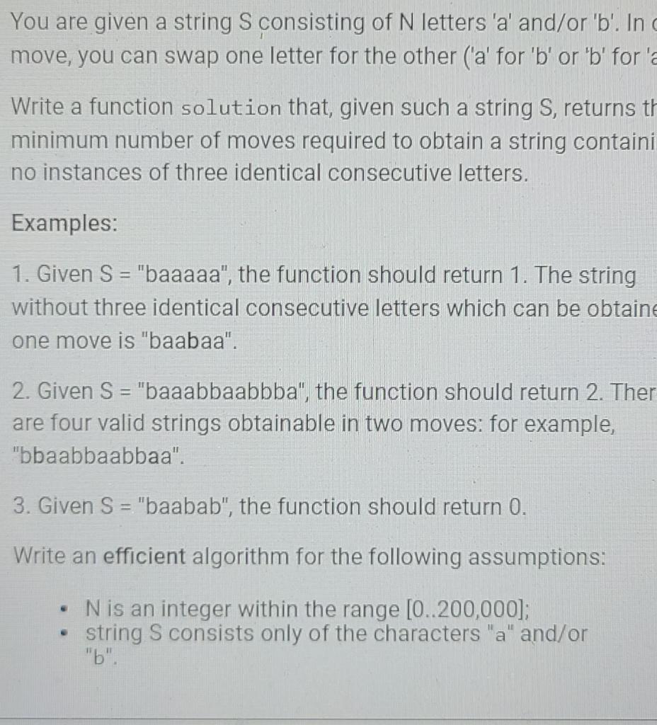 Solved You are given a string S consisting of N letters 'a' | Chegg.com