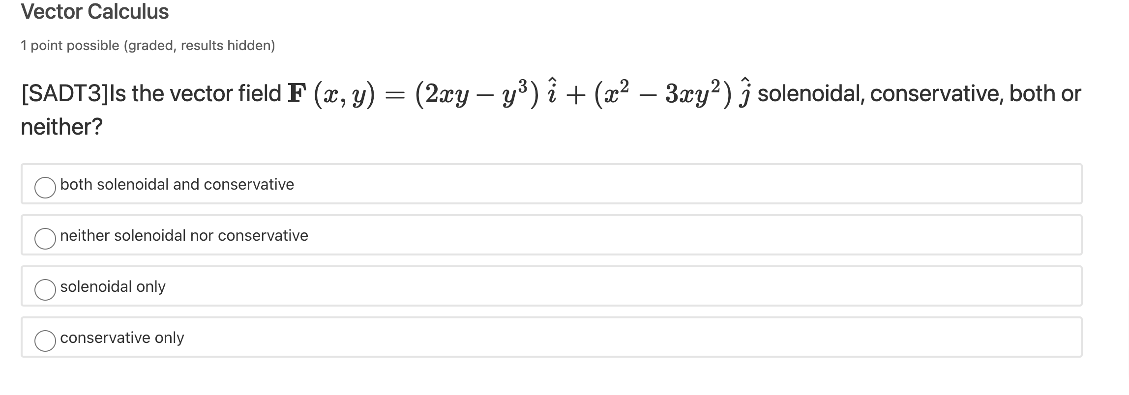 Solved Vector Calculus 1 point possible (graded, results | Chegg.com