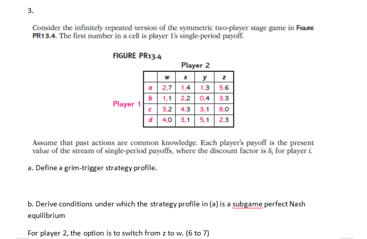 Solved 3. Consider the infinitely repeated version of the | Chegg.com