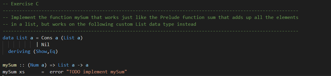 Solved Exercise C Implement the function mySum that works | Chegg.com