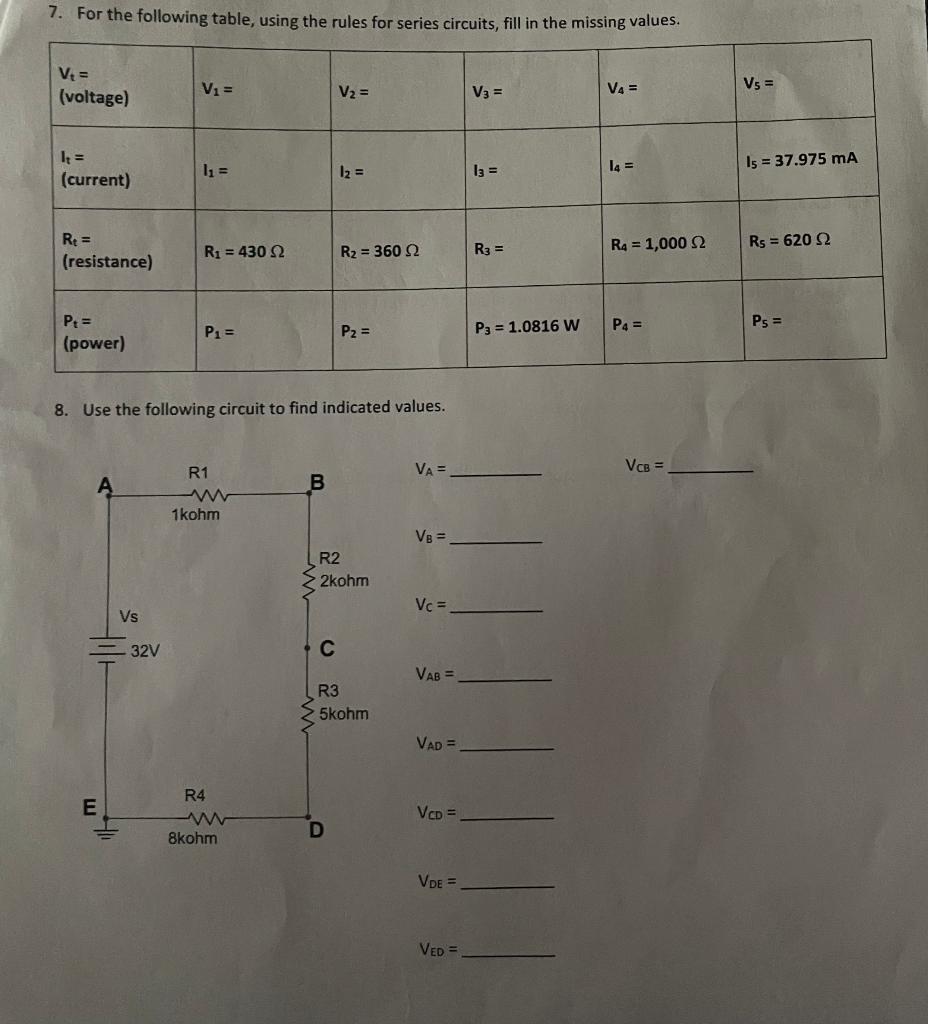 Solved 7. For the following table, using the rules for | Chegg.com