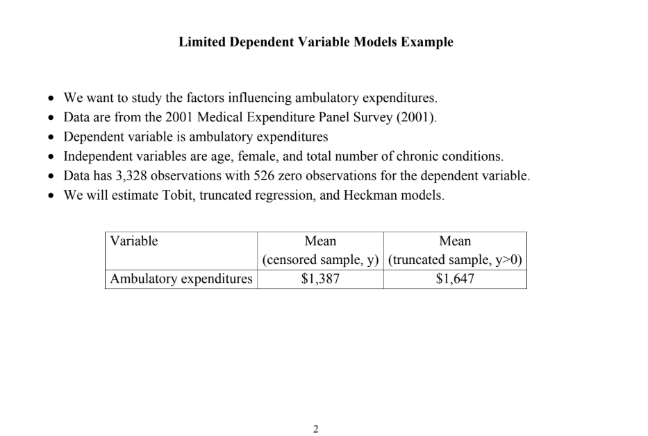 Solved Limited Dependent Variable Models Example • We want | Chegg.com