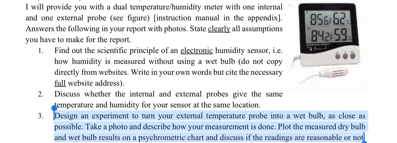 Solved I will provide you with a dual temperature/humidity | Chegg.com