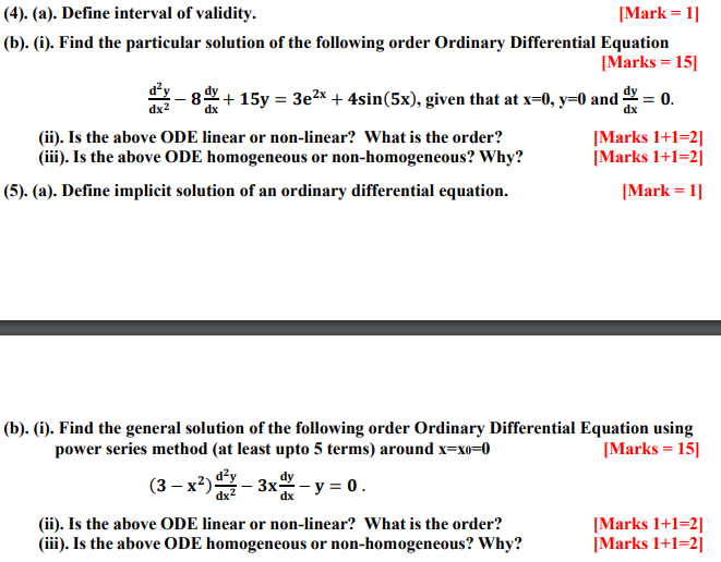 Solved (4). (a). Define interval of validity. [ Mark =1] | Chegg.com