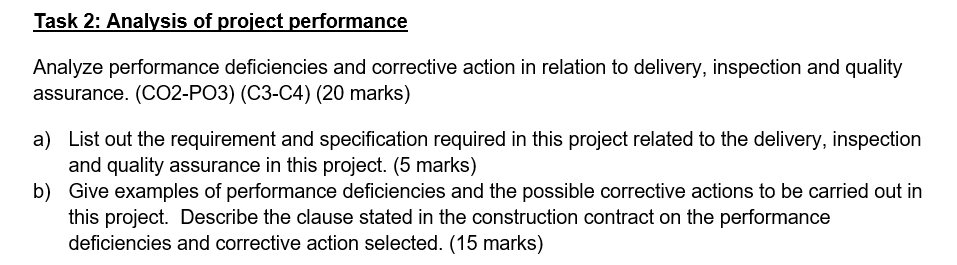 Solved Task 2: Analysis of project performance Analyze | Chegg.com