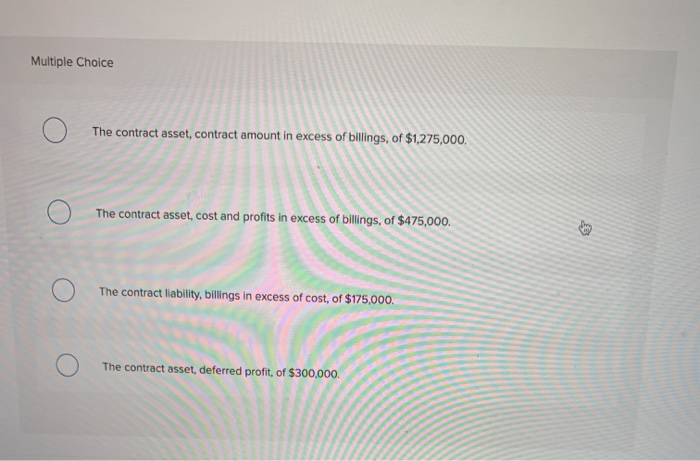 Multiple Choice The contract asset, contract amount | Chegg.com