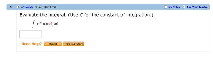 Solved 9. 11 points SCalcET8 7.1.018. My Notes Ask Your | Chegg.com Solved 9. 11 points SCalcET8 7.1.018. My Notes Ask Your | Chegg.com