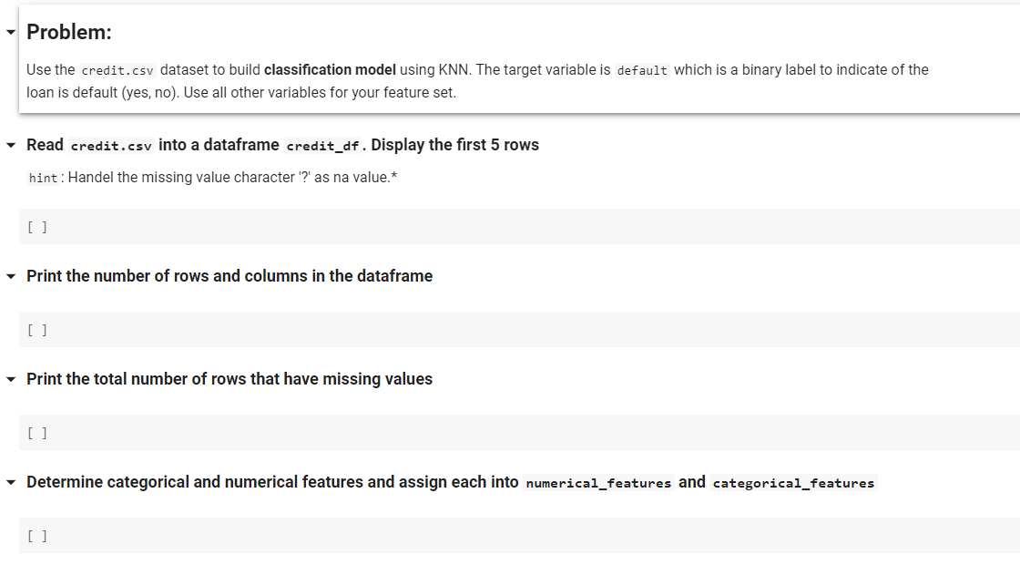 Solved Problem: Use the credit.csv dataset to build | Chegg.com Solved Problem: Use the credit.csv dataset to build | Chegg.com
