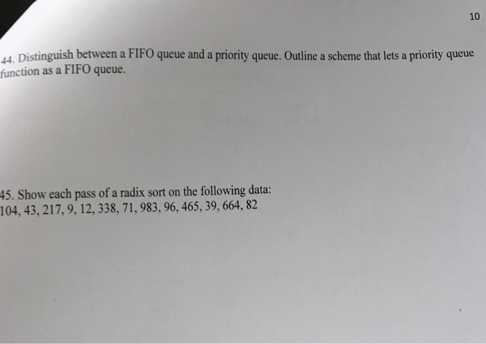 Solved Distinguish between a FIFO queue and a priority | Chegg.com