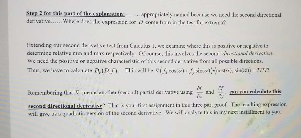 Solved Part 1:. Why the second derivative test works for | Chegg.com