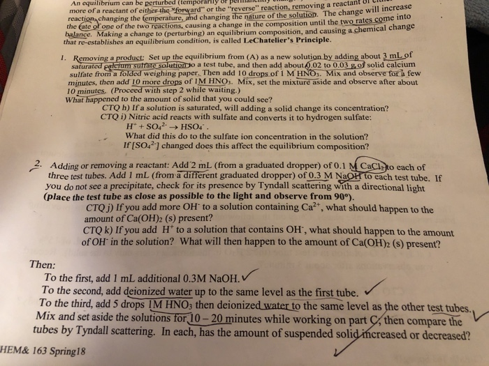 Solved 2. Adding or removing a reactant: rite an equation | Chegg.com