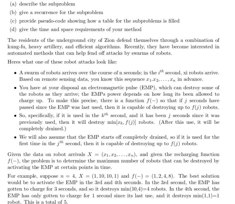 Solved (a) describe the subproblem (b) give a recurrence for | Chegg.com