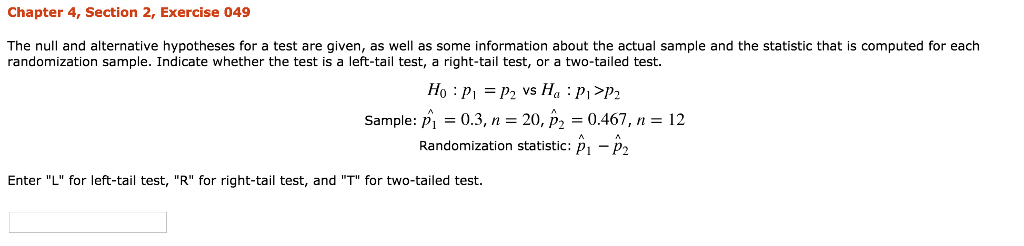Solved Chapter 4, Section 2, Exercise 060 The null and | Chegg.com