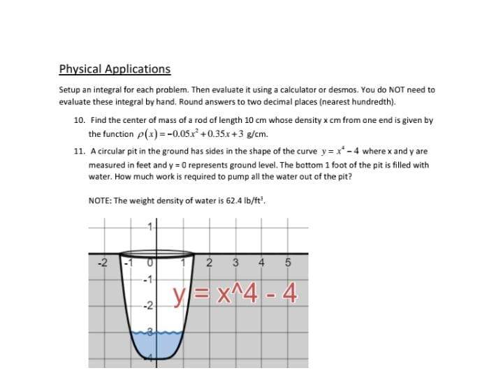 Solved Physical Applications Setup an integral for each | Chegg.com