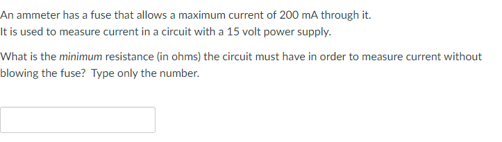 Solved An ammeter has a fuse that allows a maximum current | Chegg.com
