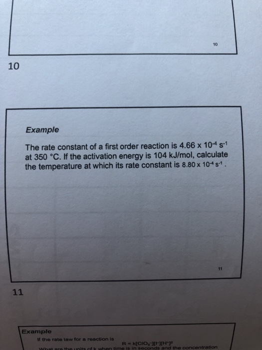 Solved n 10 10 Example The rate constant of a first order | Chegg.com