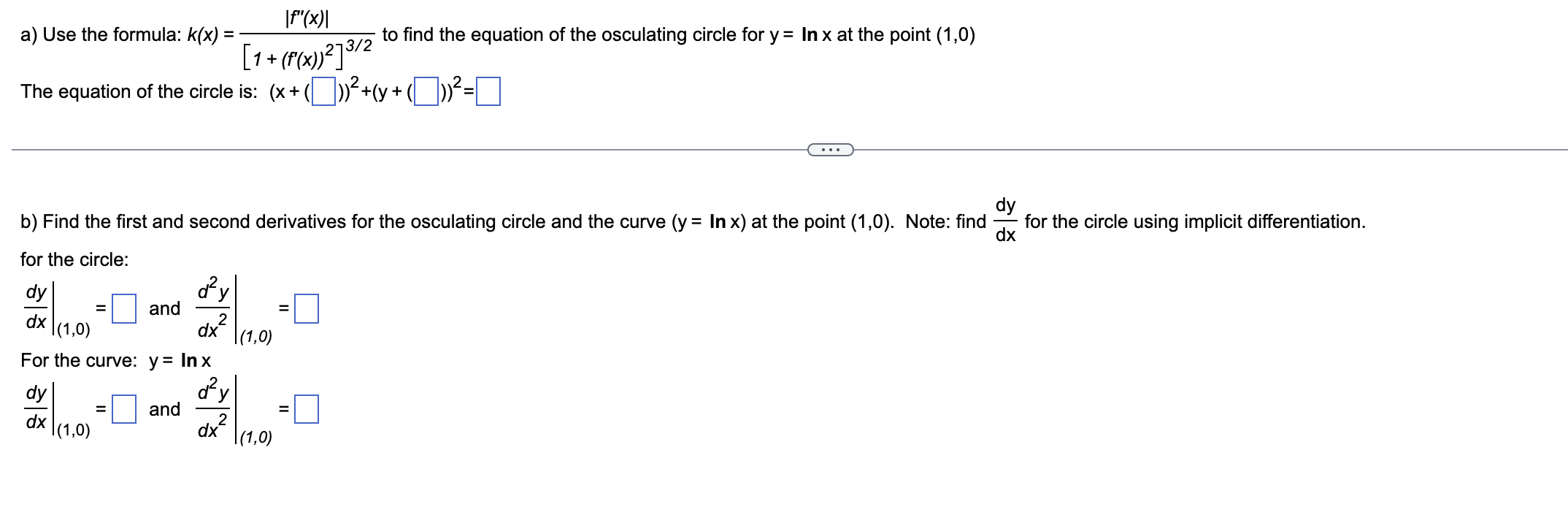 Solved a) Use the formula: k(x)=[1+(f′(x))2]3/2∣f′′(x)∣ to | Chegg.com