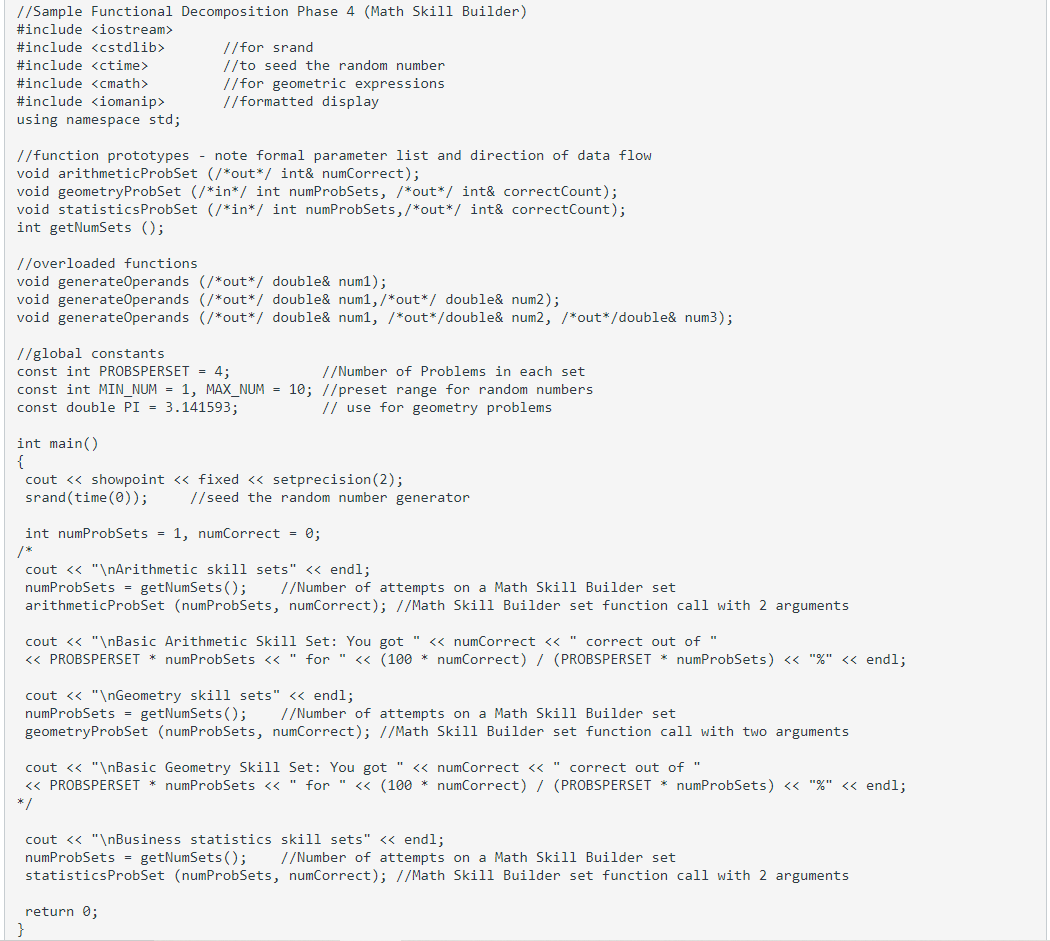 Solved Project 2: Functional Decomposition 11 - Math Skill | Chegg.com