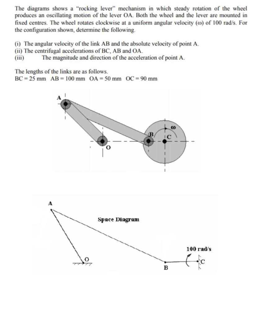 Solved The diagrams shows a "rocking lever” mechanism in | Chegg.com