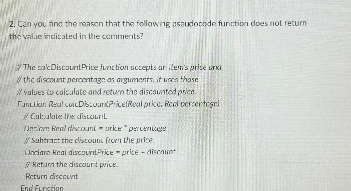 Solved 2. Can you find the reason that the following | Chegg.com