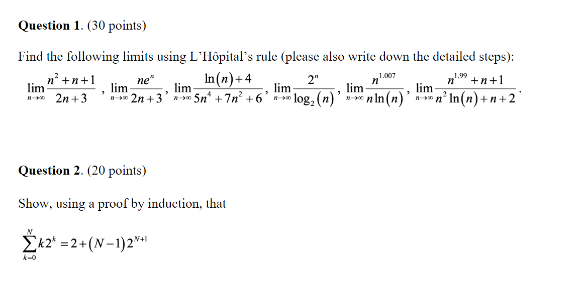 Solved Find the following limits using L'Hôpital's rule | Chegg.com