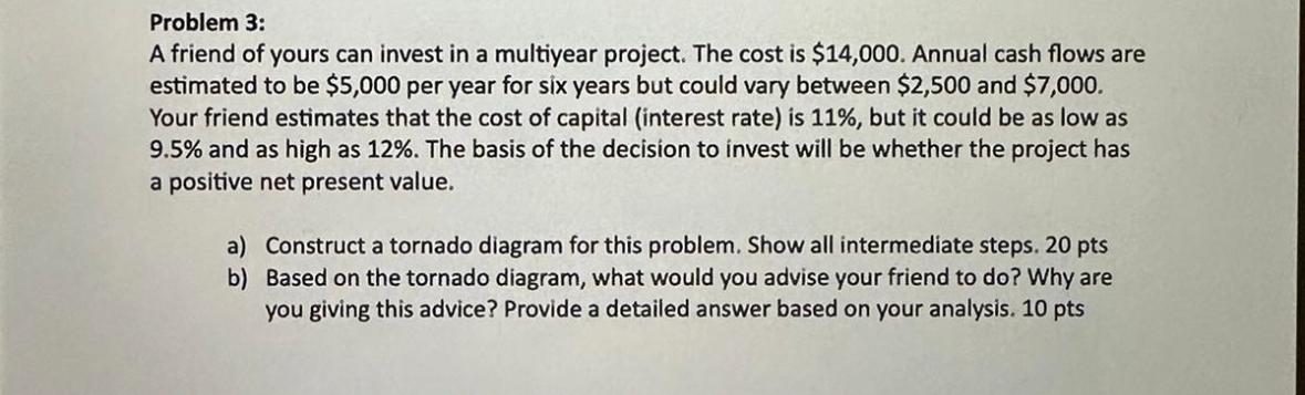 Solved Problem 3: A friend of yours can invest in a | Chegg.com