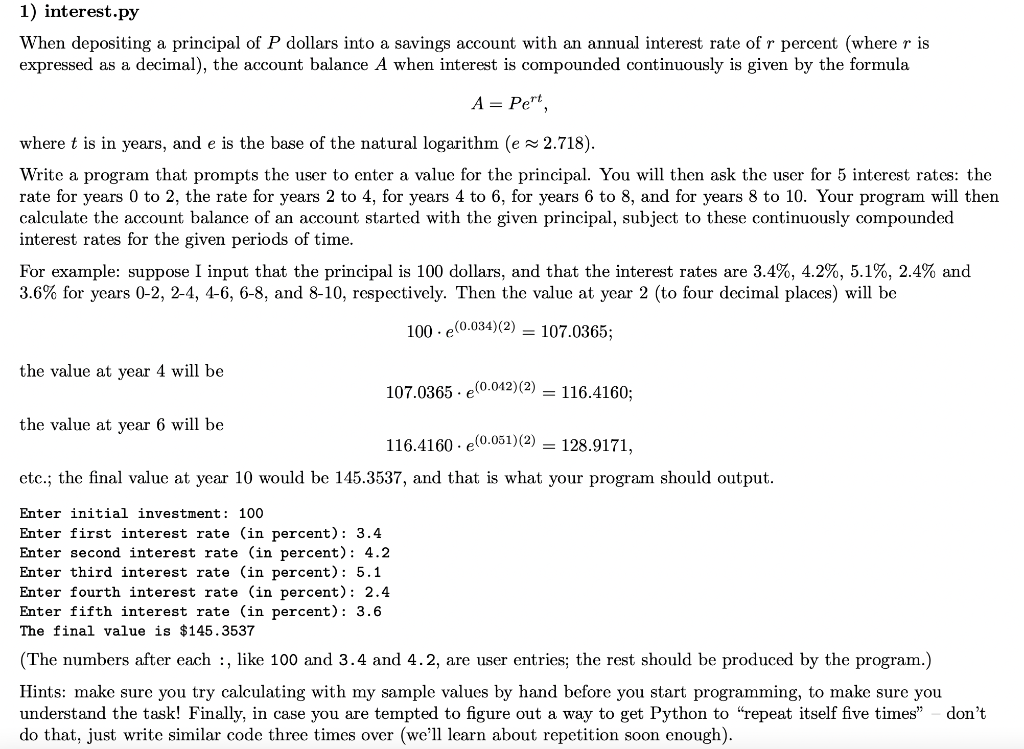 Solved Specifications: your program must 􏰀 clearly ask | Chegg.com