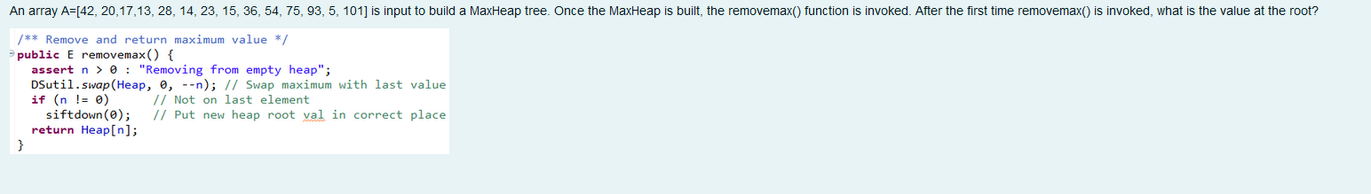 Solved An array A=[42, 20,17,13, 28, 14, 23, 15, 36, 54, 75, | Chegg.com