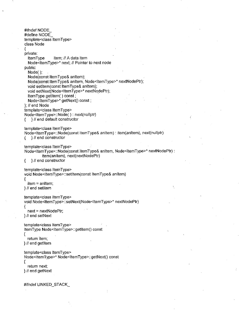 6. Refer to the Node.h and LinkedStack.h files | Chegg.com