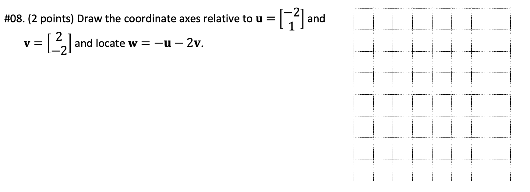 Solved Draw the coordinate axes relative to u = and v = | Chegg.com