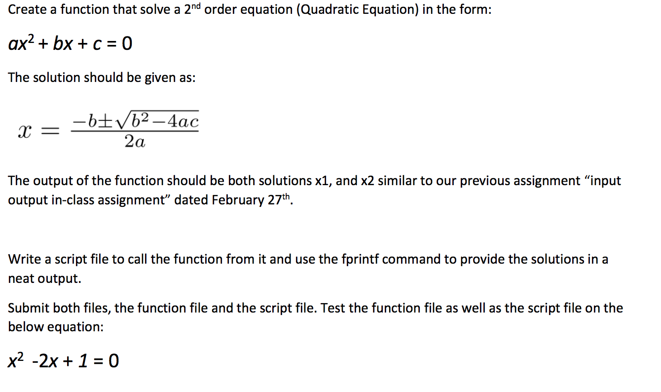 Solved matlab Create a function that solve a 2nd order | Chegg.com