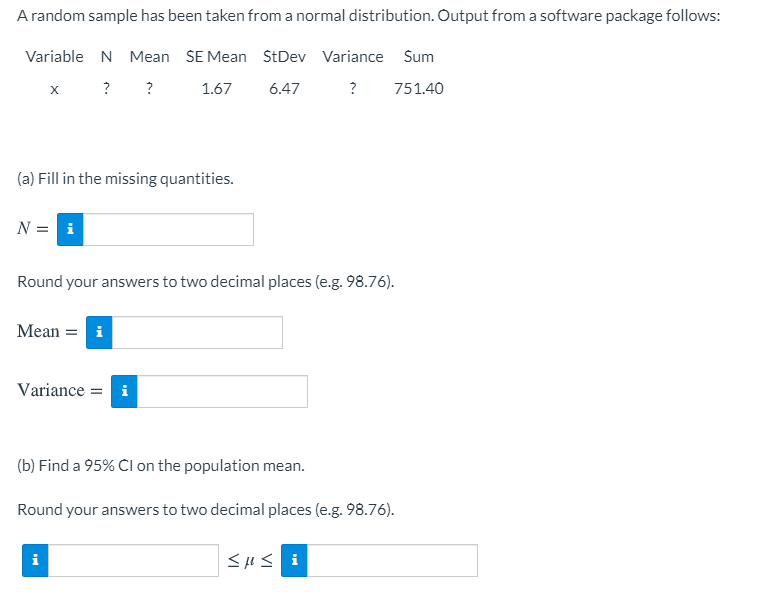 Solved A random sample has been taken from a normal | Chegg.com