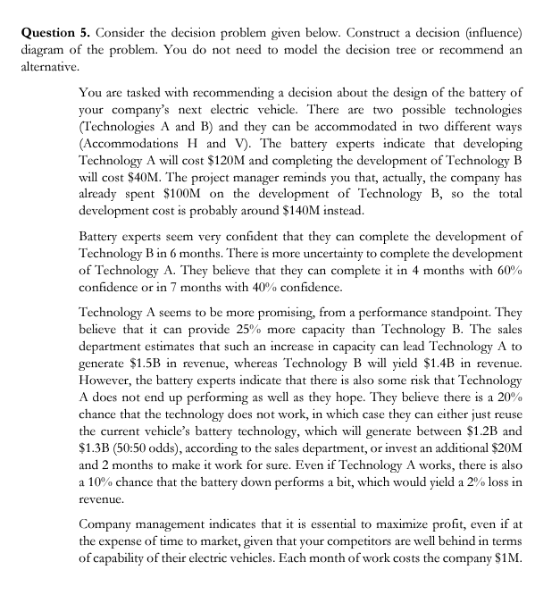 Solved on 5. Consider the decision problem given below. | Chegg.com