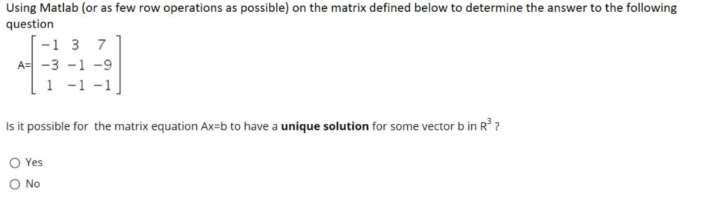 Solved Using Matlab (or as few row operations as possible) | Chegg.com
