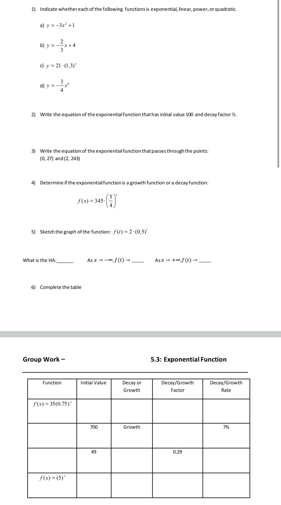 Exponential Tables Of Powers